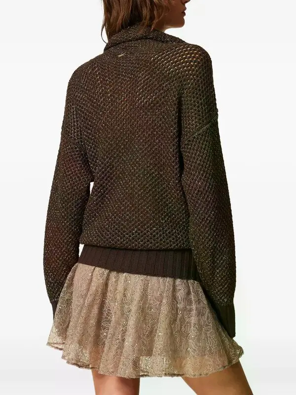 TWINSET Mesh Turtleneck Jumper With Lurex