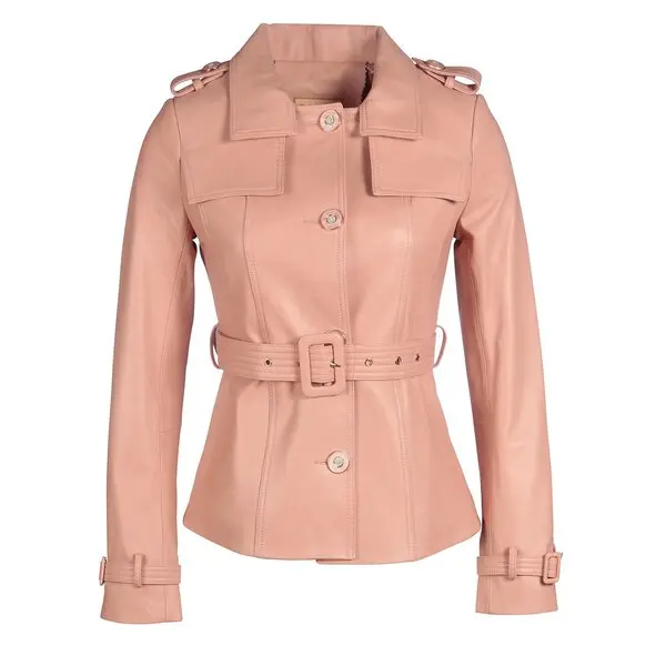 SANTINNI Leather Belted Jacket