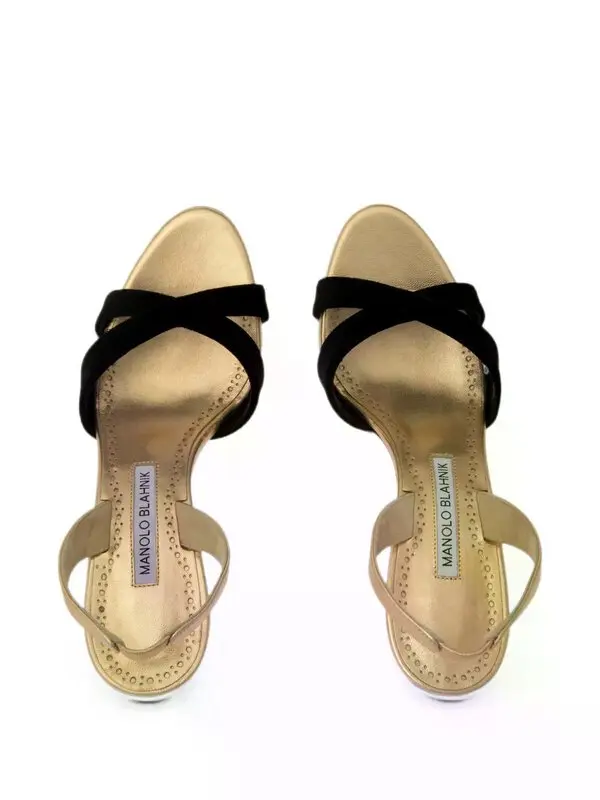 Manolo Blahnik Callydra Crossover-strap Sandals - Gold