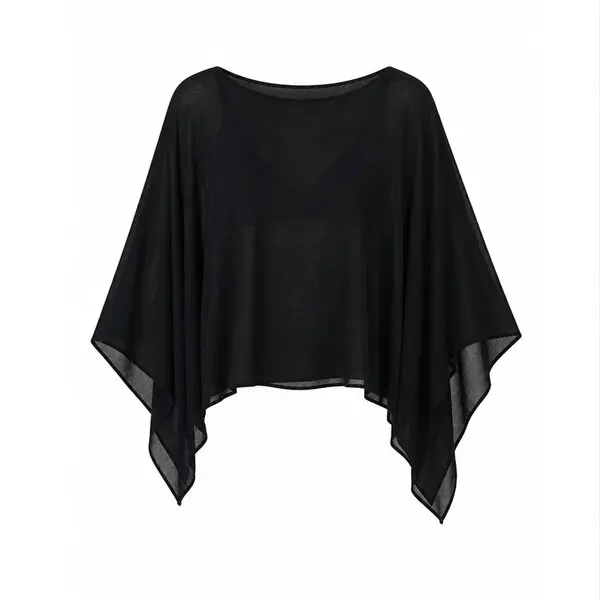 TOHEN Astor Silk Blend Cape Top - Black