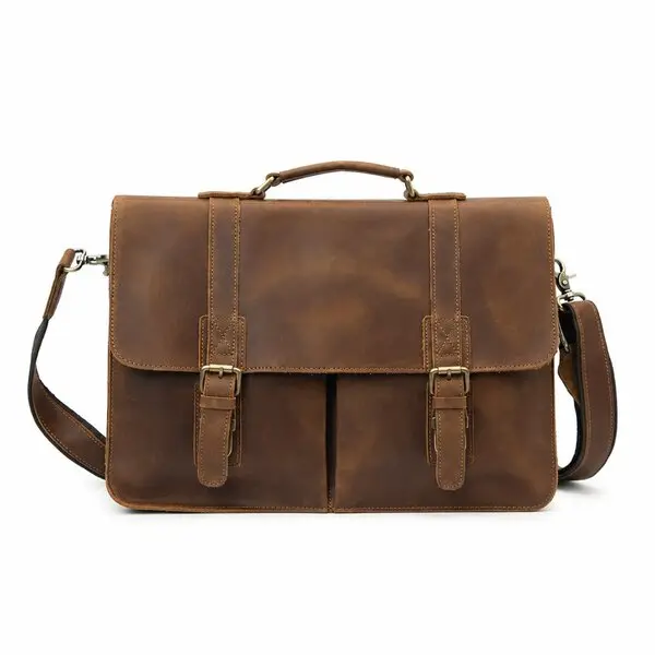 TOURI Genuine Leather Laptop Messenger Bag