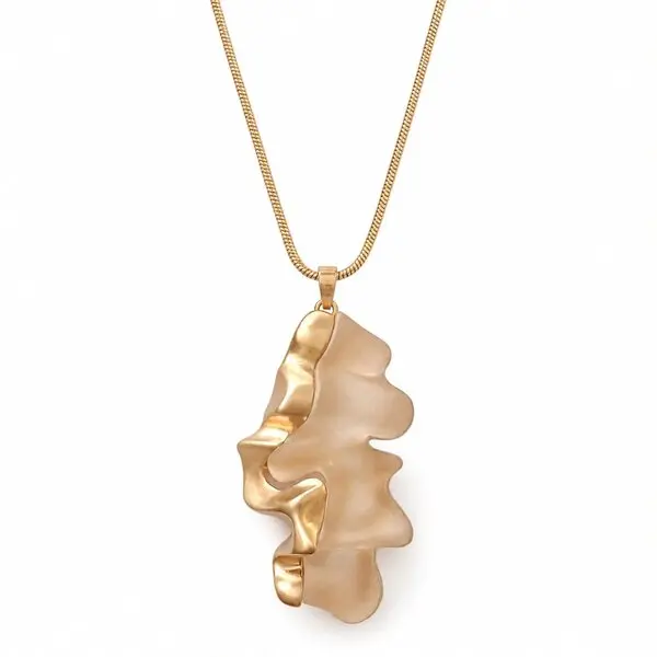 BY OZGE Sculptural Enamel Pendant Necklace - White/gold