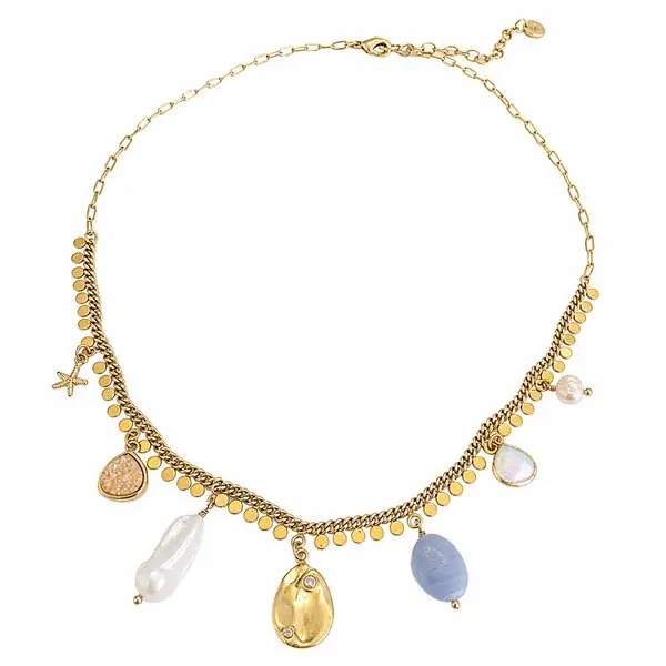 RARE MATTERS JEWELRY Coastal Treasure Multi Charm Necklace - Gold