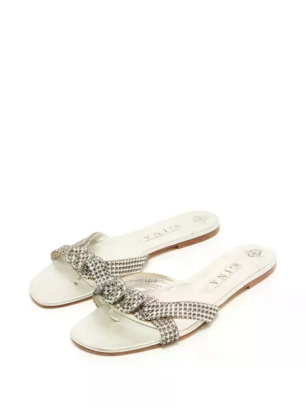 GINA Crystal-embellished Leather Sandals