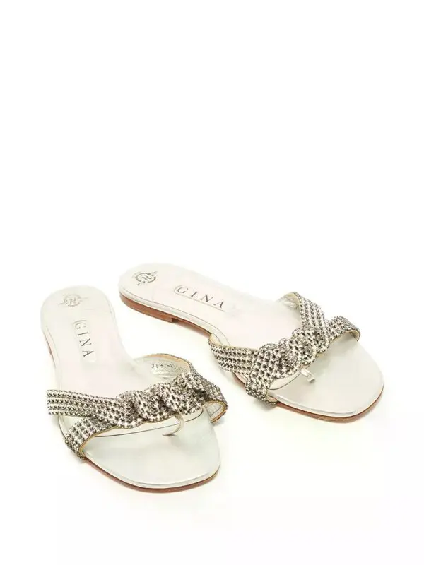 GINA Crystal-embellished Leather Sandals