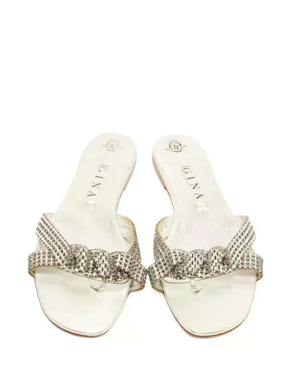 GINA Crystal-embellished Leather Sandals