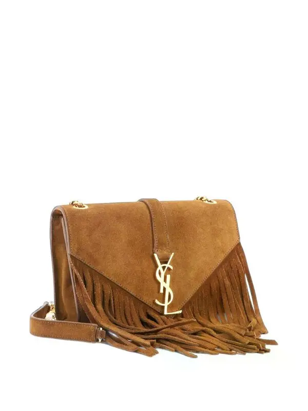 Saint Laurent Classic Monogram Fringe Suede Small Crossbody Bag