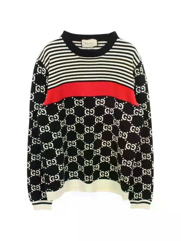 Gucci Gg Jacquard Stripe Crew Neck Sweater