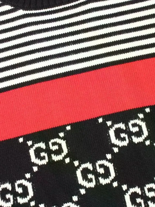 Gucci Gg Jacquard Stripe Crew Neck Sweater