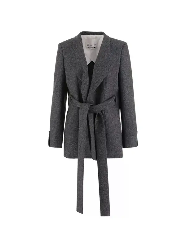 SA SU PHI Herringbone Pattern Belted Jacket