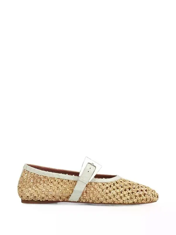 Paris Texas Sveva Woven Raffia Ballet Flats