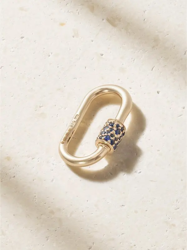 MARLA AARON Stoned Medium Lock 14-karat Gold Sapphire Pendant