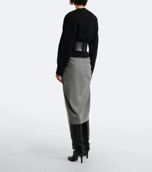 MARANT ETOILE Draped Flannel Midi Skirt