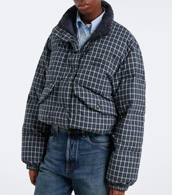 Miu Miu Reversible Checked Cotton Flannel Down Jacket