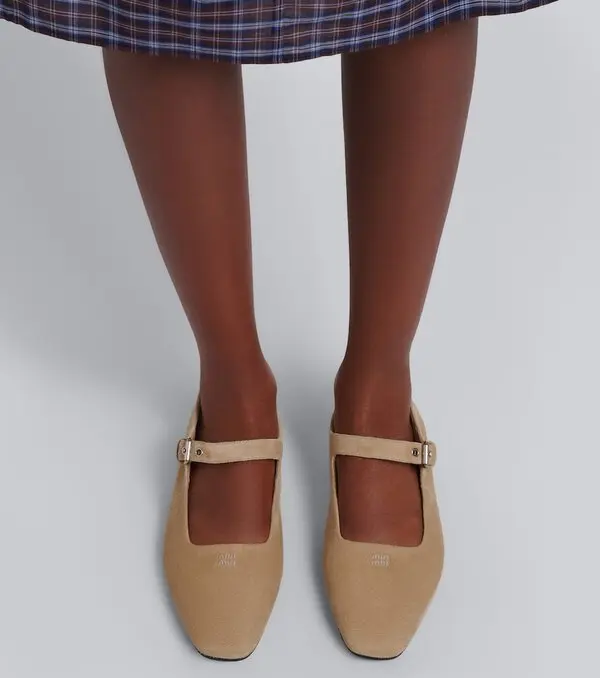 Miu Miu Suede Mary Jane Flats