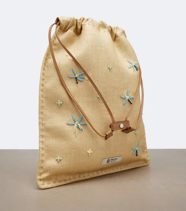Prada Wish Beaded Canvas Pouch