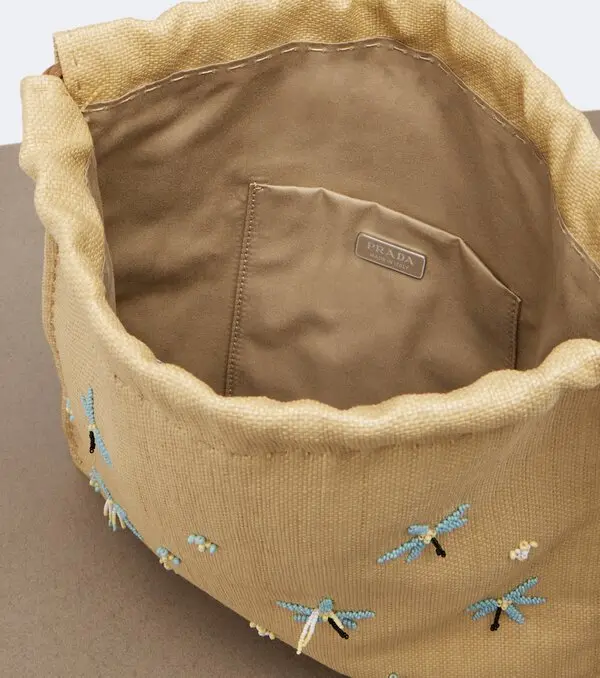 Prada Wish Beaded Canvas Pouch
