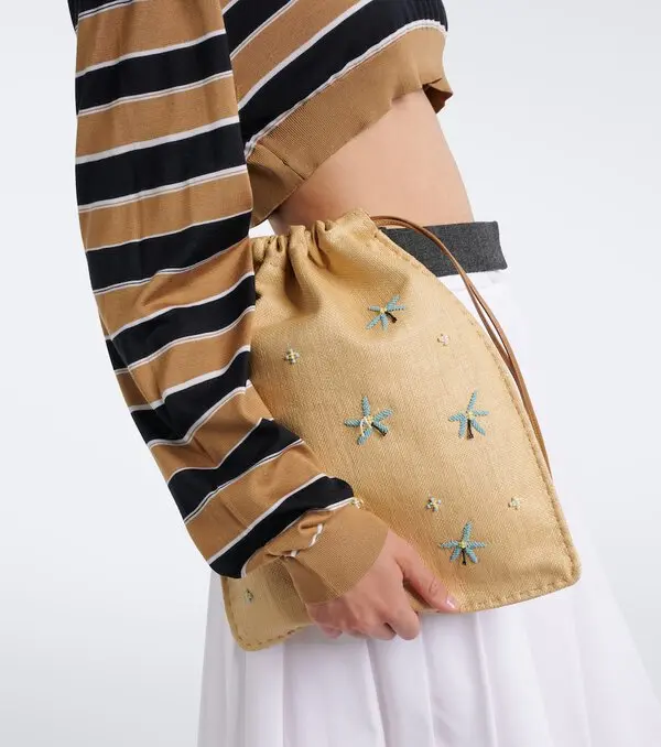 Prada Wish Beaded Canvas Pouch