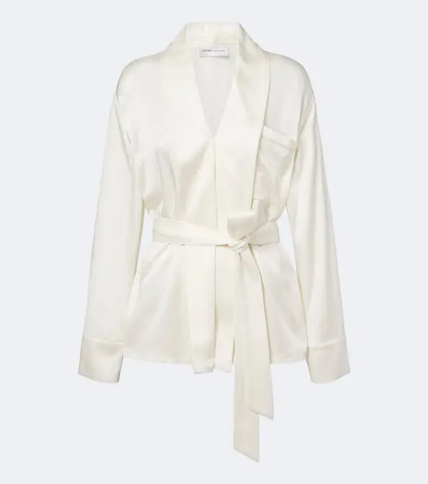 Victoria Beckham Alba Belted Satin Blouse