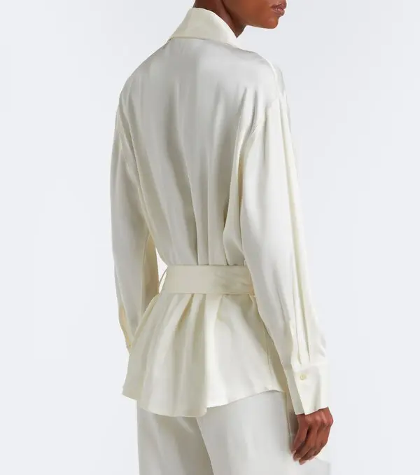Victoria Beckham Alba Belted Satin Blouse