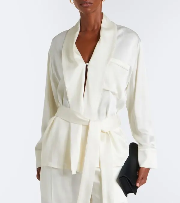 Victoria Beckham Alba Belted Satin Blouse