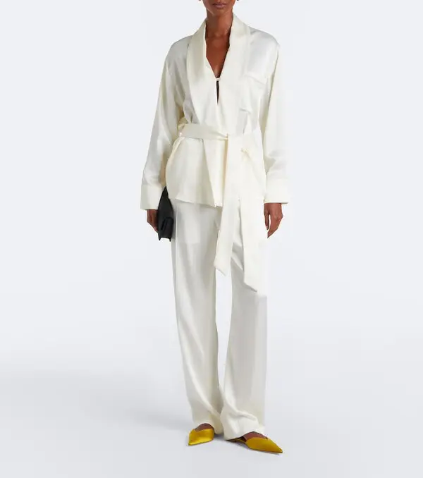 Victoria Beckham Alba Belted Satin Blouse