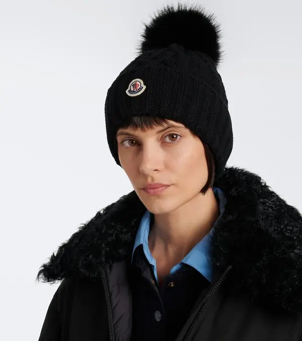 Moncler Logo Wool And Cashmere Beanie
