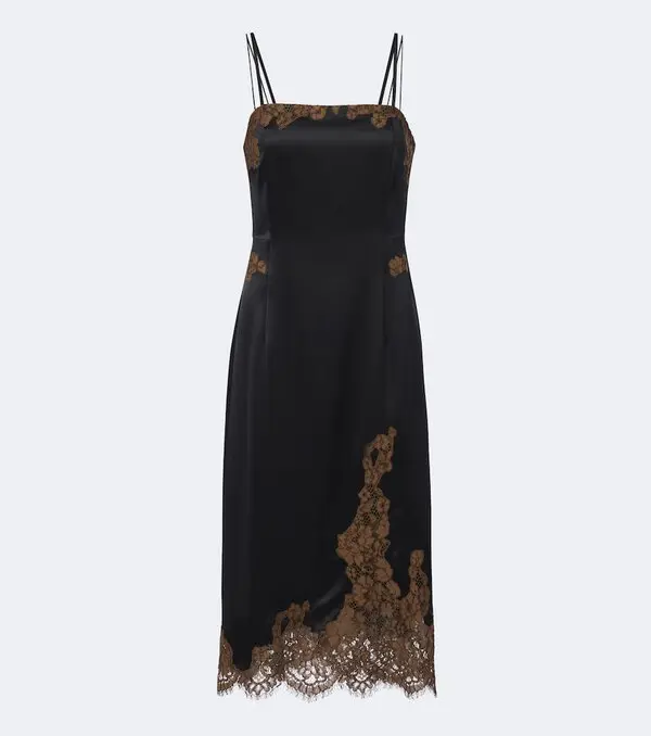 Dorothee Schumacher Lace-trimmed Satin Slip Dress - Black