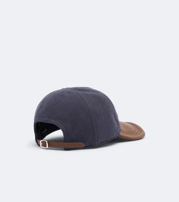 Miu Miu Leather And Cotton Gabardine Baseball Cap