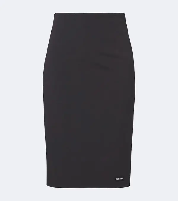 Miu Miu Cotton-blend Poplin Pencil Skirt - Black