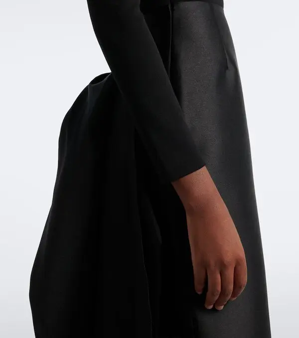 Solace London Winslow Off-shoulder Satin And Crepe Gown