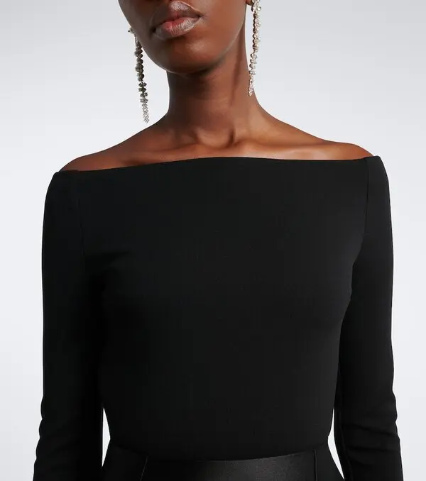 Solace London Winslow Off-shoulder Satin And Crepe Gown