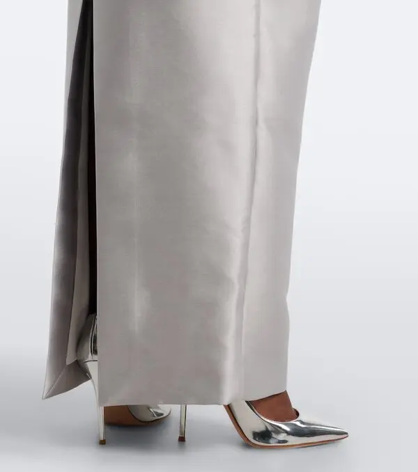 Solace London Pieta Off-shoulder Peplum Satin Gown