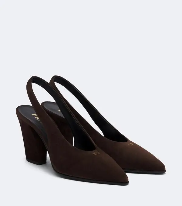 Prada Suede Slingback Pumps - Brown