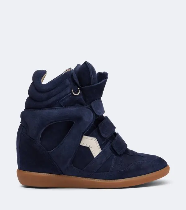Isabel Marant Étoile Beckett Leather And Suede Wedge Sneakers - Blue