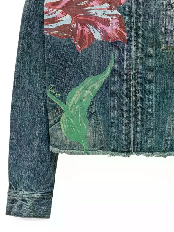 Kenzo Tulip Floral-print Denim Jacket - Blue
