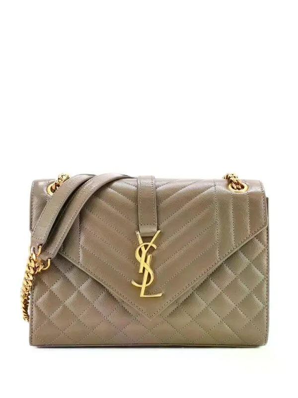 Saint Laurent Classic Monogram Envelope Satchel Mixed Matelasse Leather Medium Shoulder Bag