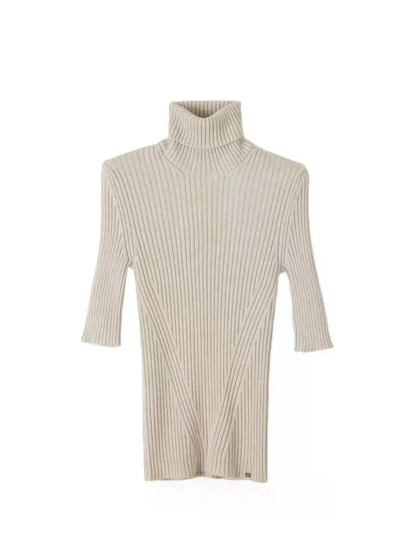 Herno Ribbed-knit Short-sleeve Sweater - Neutrals