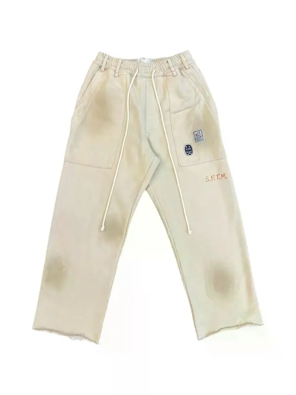 SONG FOR THE MUTE Gym Track Logo-patch Drawstring Pants - Neutrals
