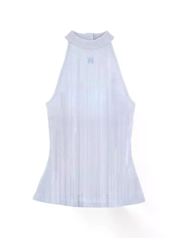 Amiri Ribbed-knit Halterneck Top - Blue