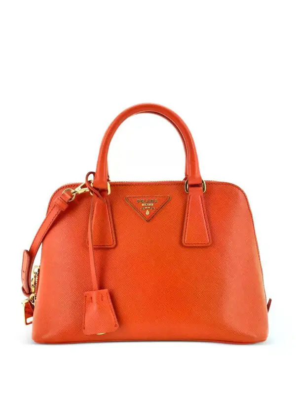 Prada Promenade Bag Saffiano Leather Small Satchel - Orange