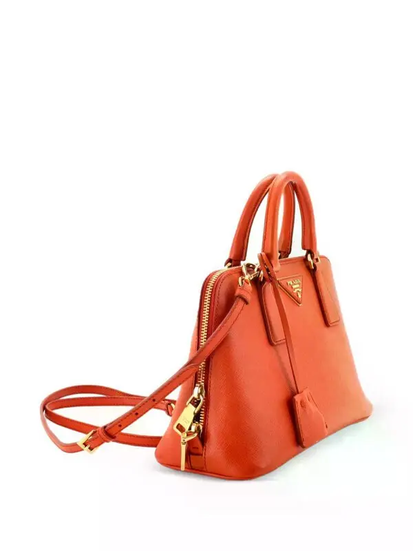Prada Promenade Bag Saffiano Leather Small Satchel - Orange