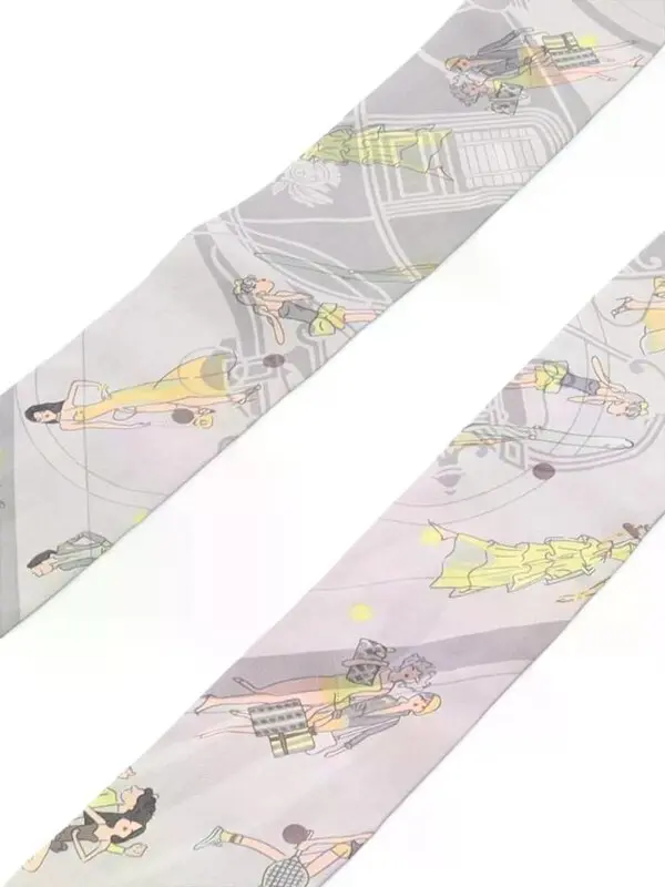 Hermès 2010s Ex-libris Les Parisiennes Twilly Scarf - Grey