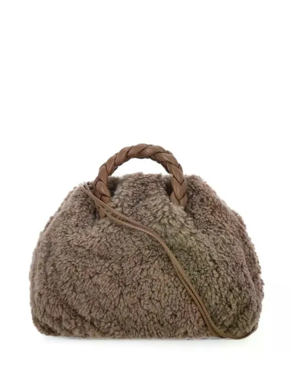 Hereu Braided-handle Shearling Tote Bag - Brown