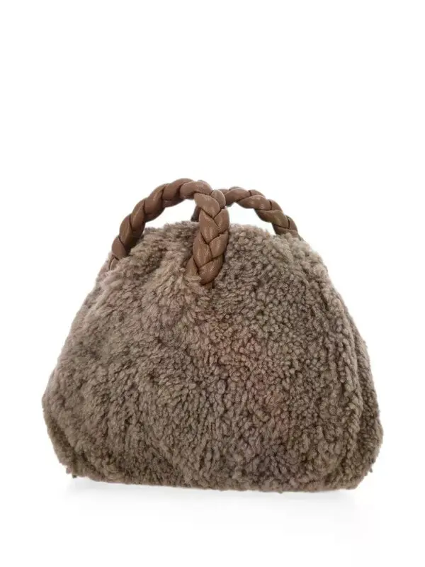 Hereu Braided-handle Shearling Tote Bag
