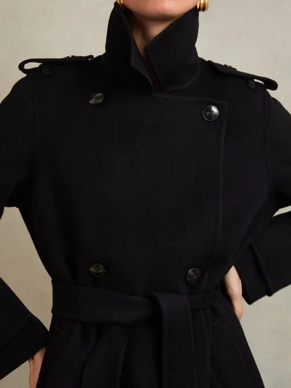 REISS Atelier Wool Faux-fur Collar Coat