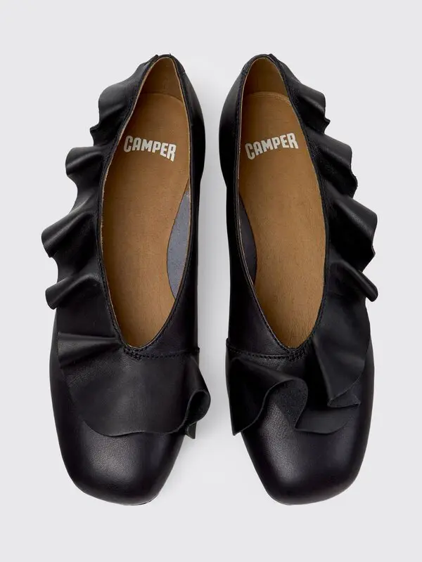 Camper Casi Myra Leather Ballerinas With Ruffles