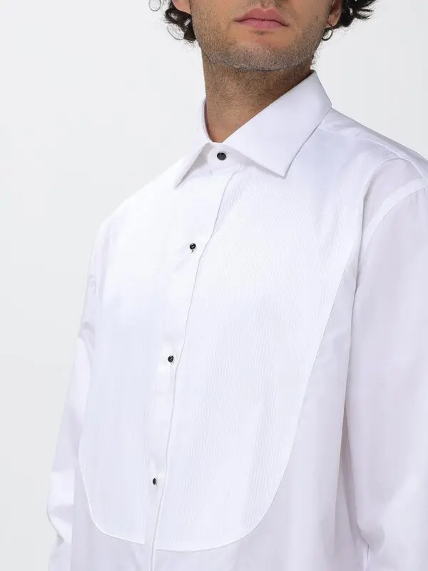 Canali Cotton Poplin Tuxedo Shirt With Plastron And French Collar