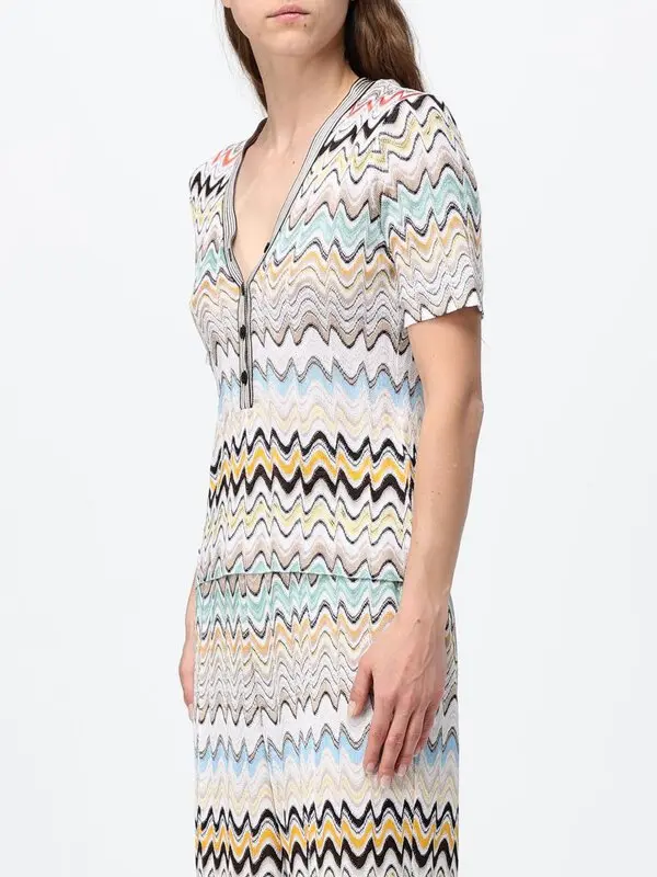 Missoni Zigzag Ribbed Knit Polo Shirt