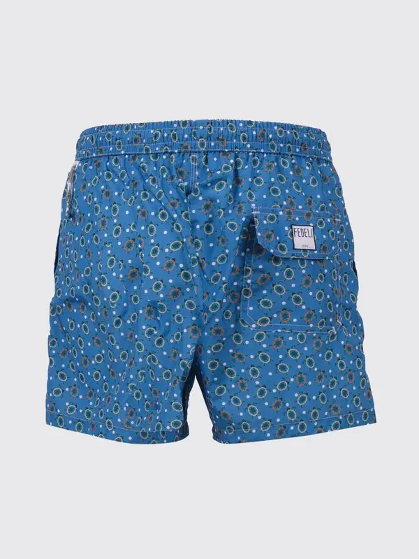 Fedeli Polyester Swim Trunks With Turtle Print